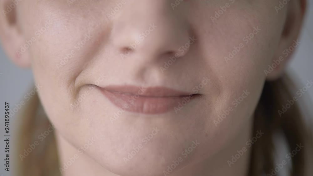 Close up view of Female Lips with Lipstick, Saying - I Love You. Macro ...