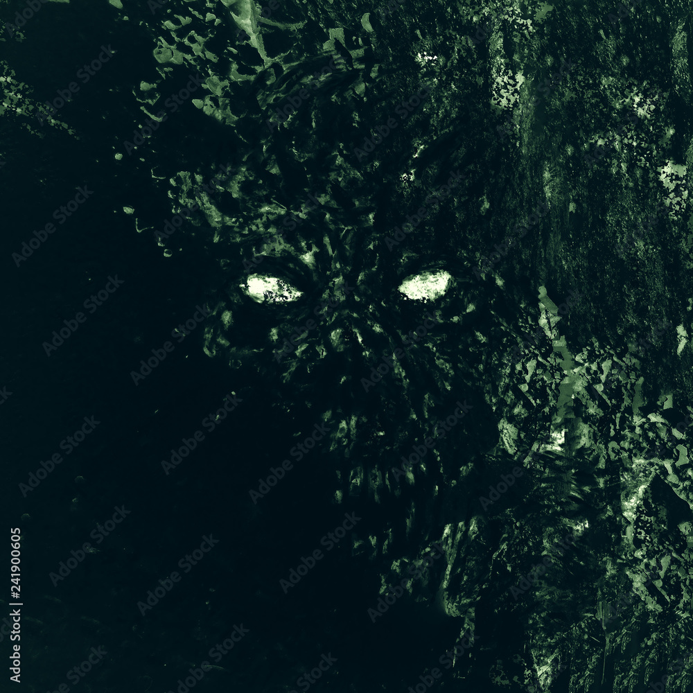 Green scary monster skull illustration. Stock Illustration | Adobe Stock