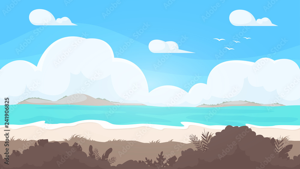Seamless beach landscape. Beautiful high quality unending background ...
