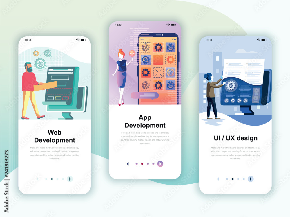 Set of onboarding screens user interface kit for Web and App ...