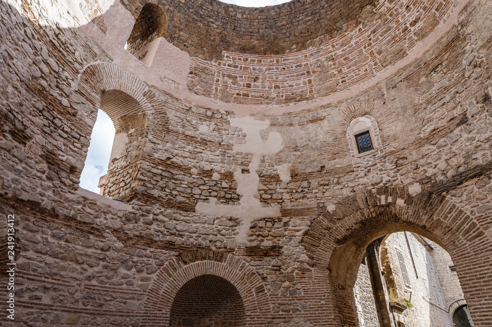 an old cupola with doors and window openings but without a roof; built ...