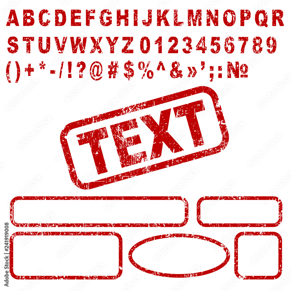 Set red letters, numbers and frames stamp – stock vector Stock Vector ...