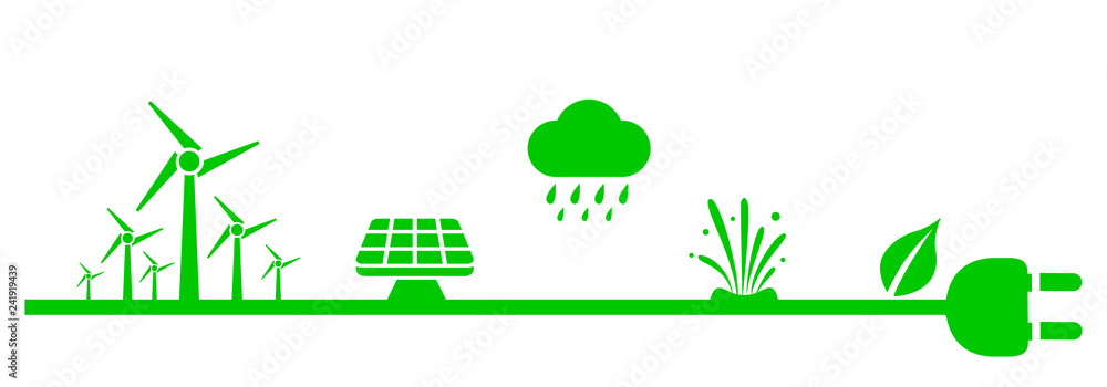 Alternative energy sources. Renewable energy, nature power symbols ...
