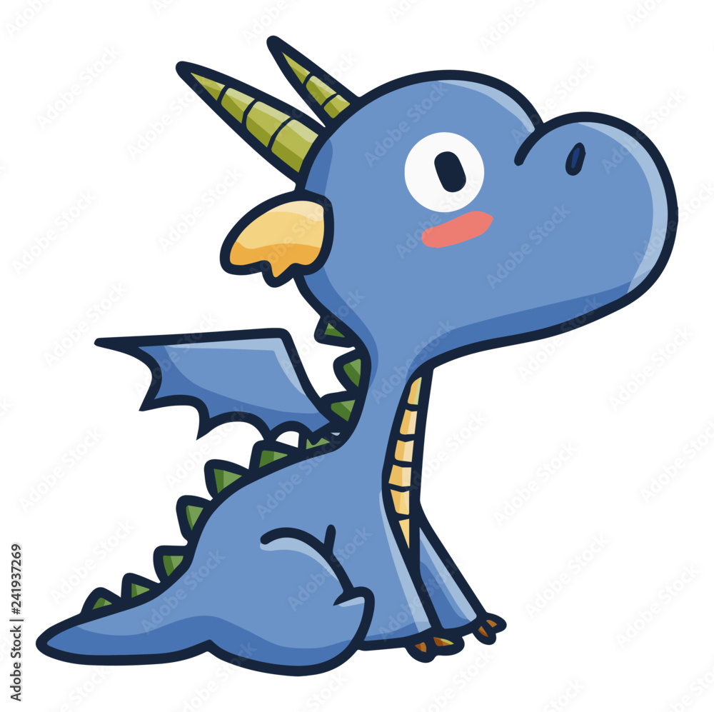 Funny and cute blue dragon staring at the sky - vector Stock Vector ...