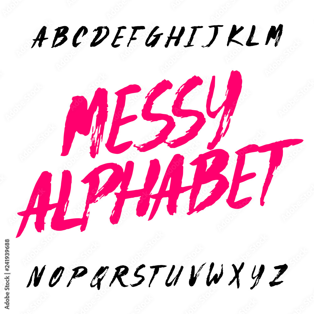 Messy alphabet font. Uppercase hand drawn letters. Stock vector ...