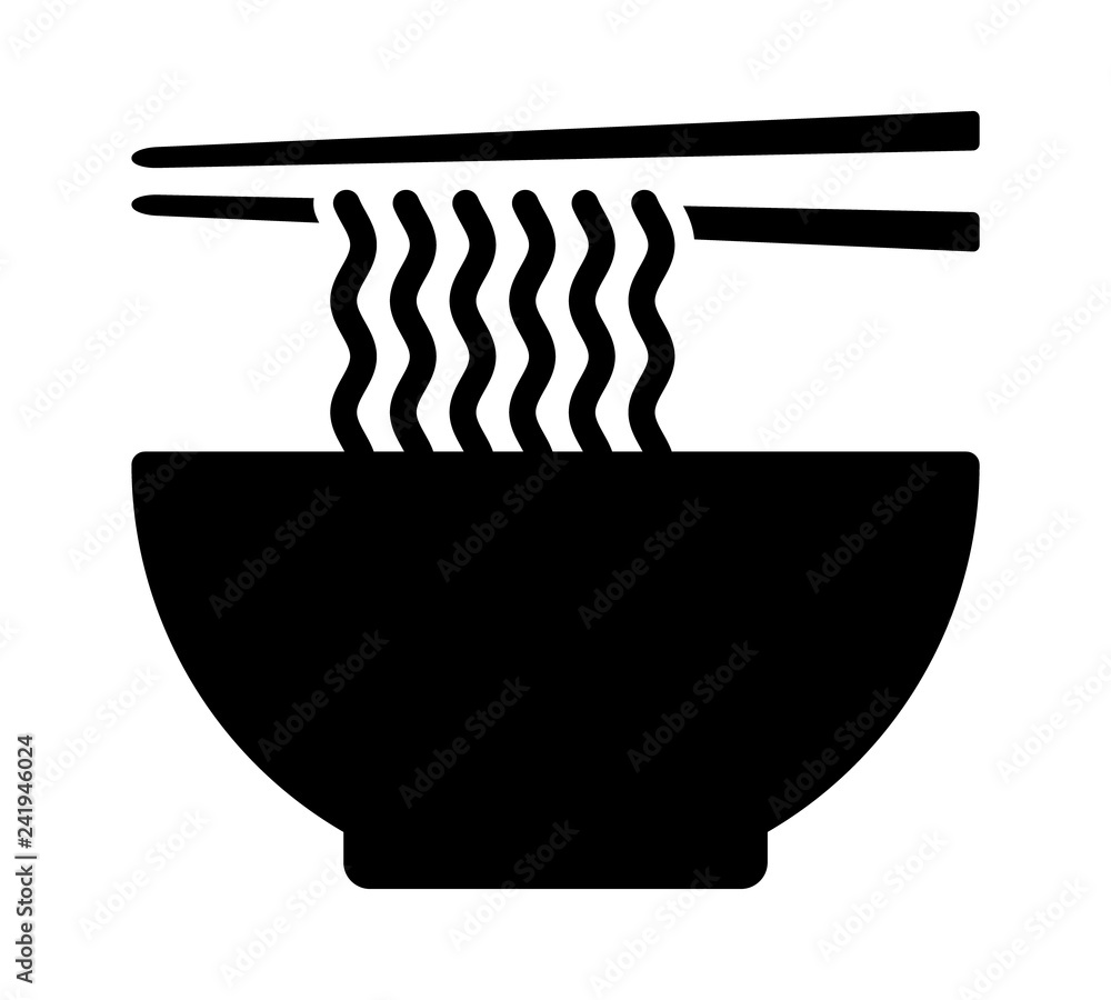 Ramen noodle soup bowl line art vector icon for food apps and websites ...