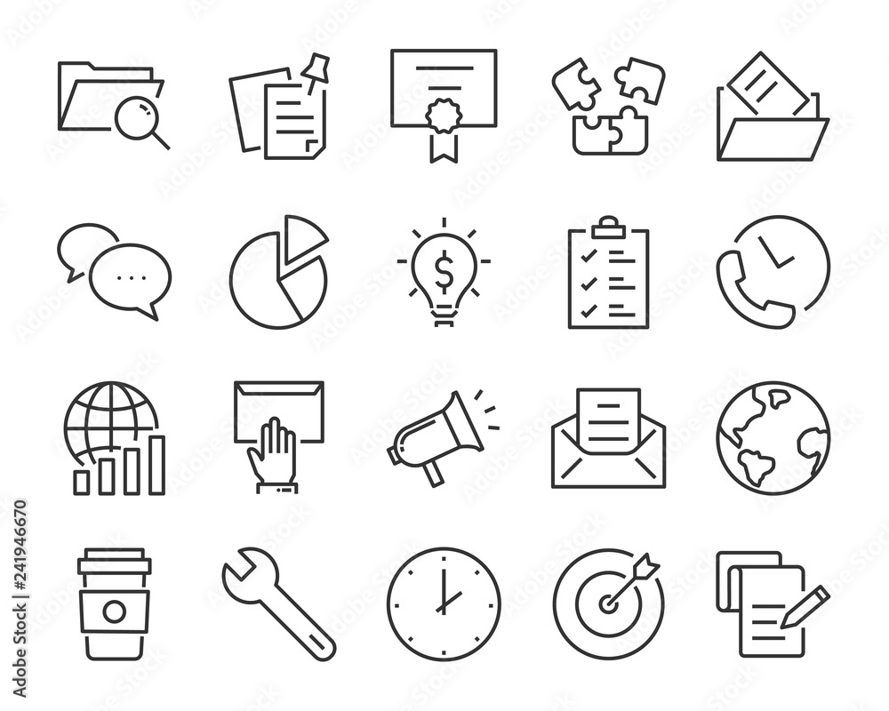set of work icon, such as, working, report, office, business, manage ...