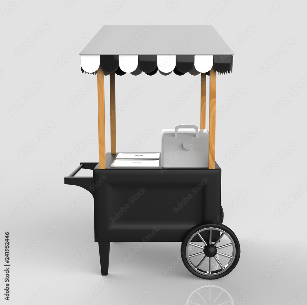 food Trolley Cart on a white background. 3d Rendering Stock ...