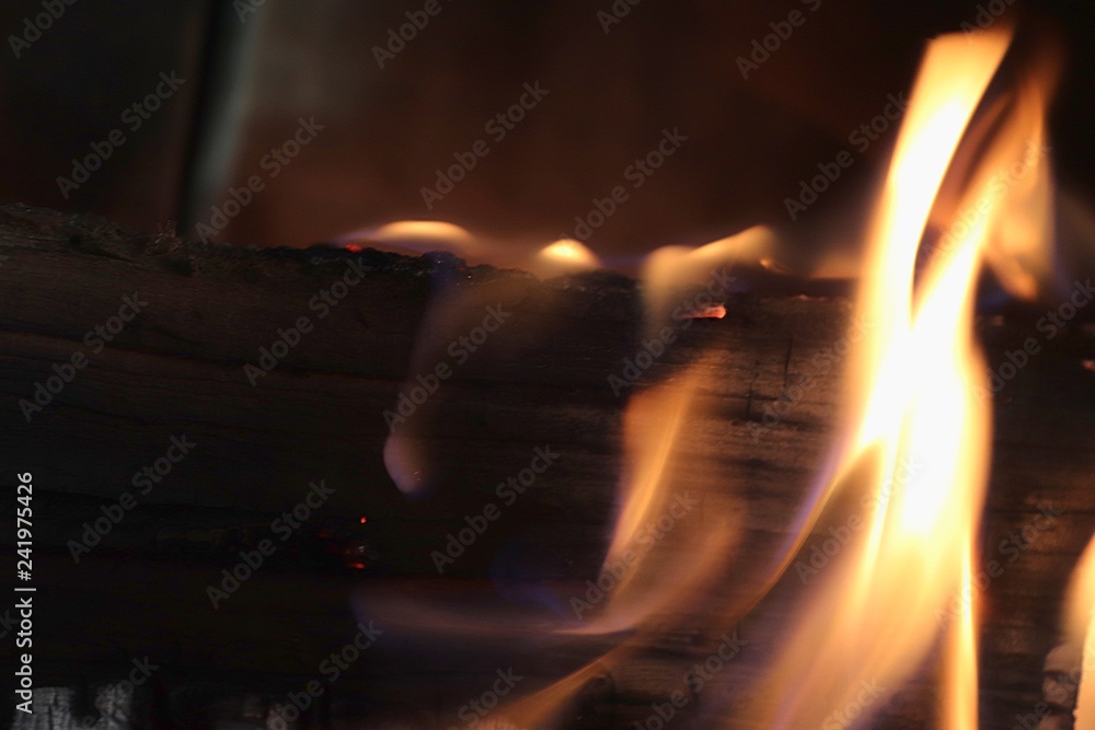 Beautiful hot fire burning in a fireplace Stock Photo | Adobe Stock