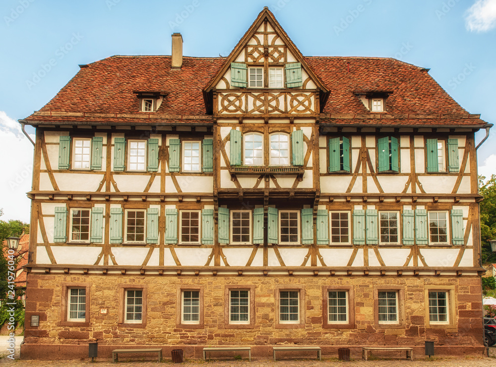 Tudor style houses at the monastery, part of the UNESCO World Heritage ...