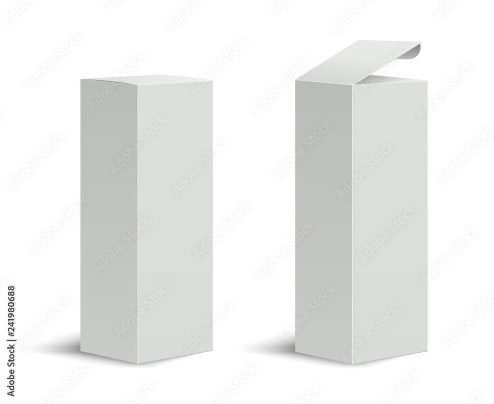 Tall Box High White Cardboard Box With A Closed And Open Lid Set Of