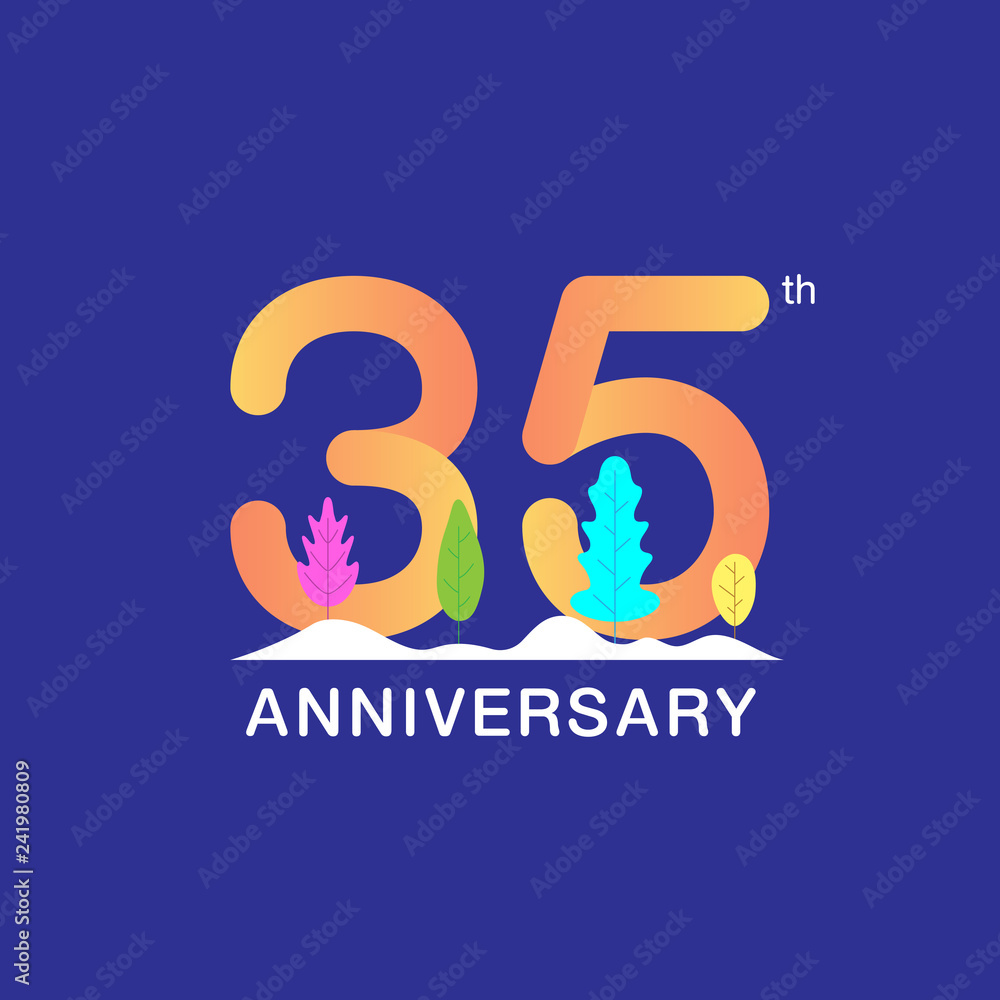 35 years anniversary celebration logotype. Multicolor number with ...