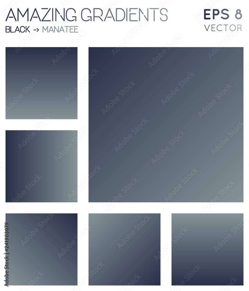 Colorful gradients in black, manatee color tones. Actual gradient ...