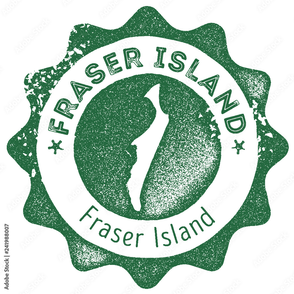 Fraser Island map vintage stamp. Retro style handmade label, badge or ...