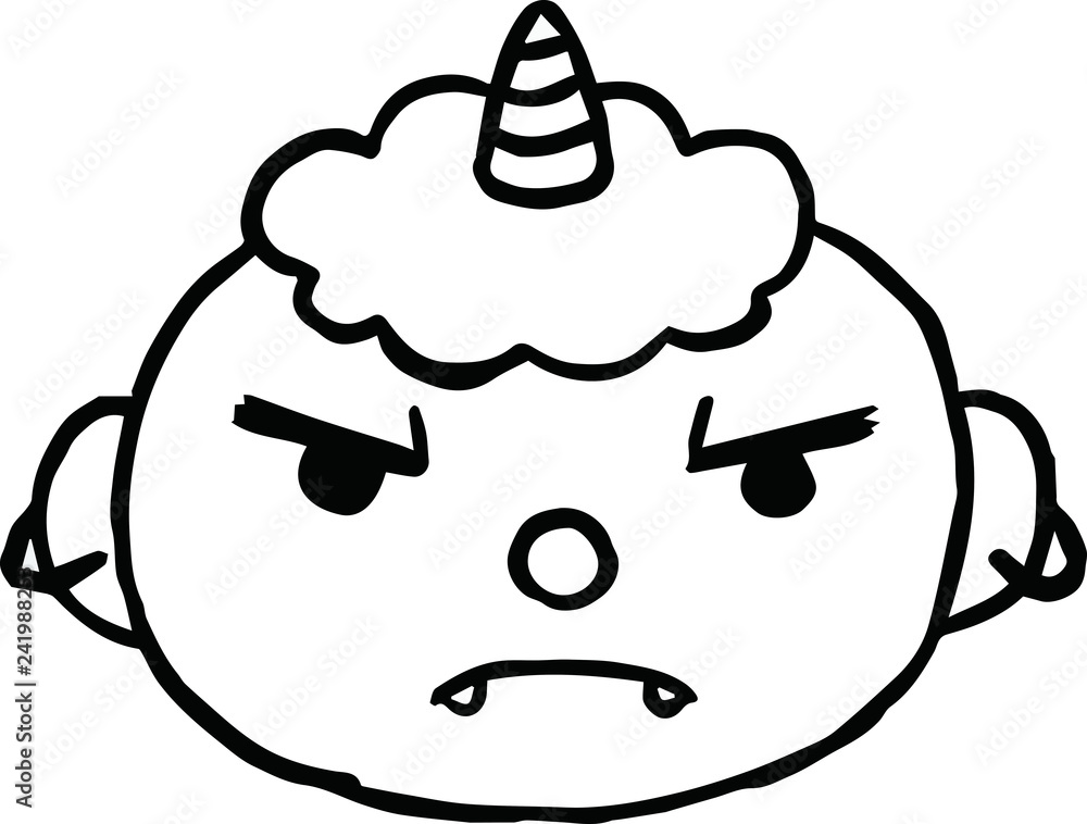 Hand-drawn cute demon's face outline Stock Vector | Adobe Stock