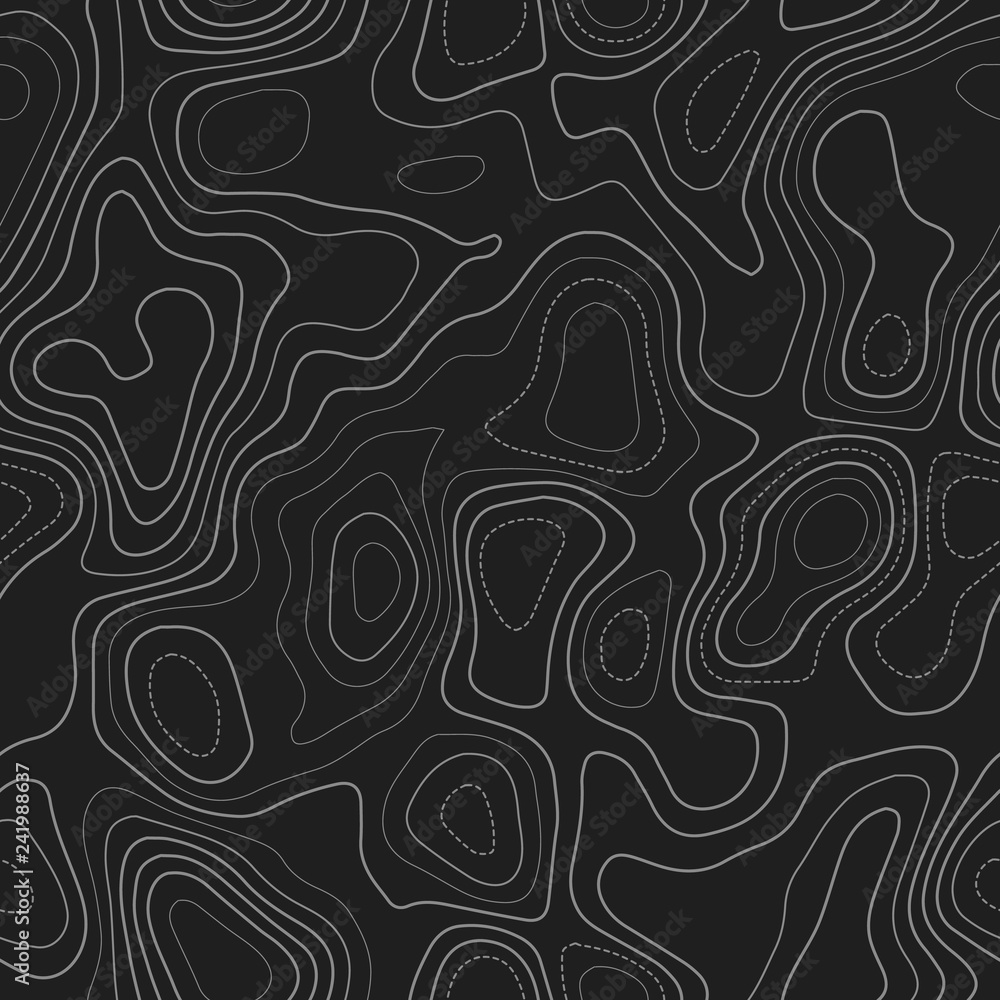 Topographic map background. Actual topography map. Dark seamless design ...