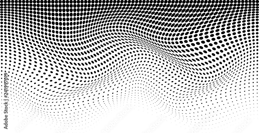 Halftone wave pattern. Horizontal background using halftone wavy dots texture. Vector ...