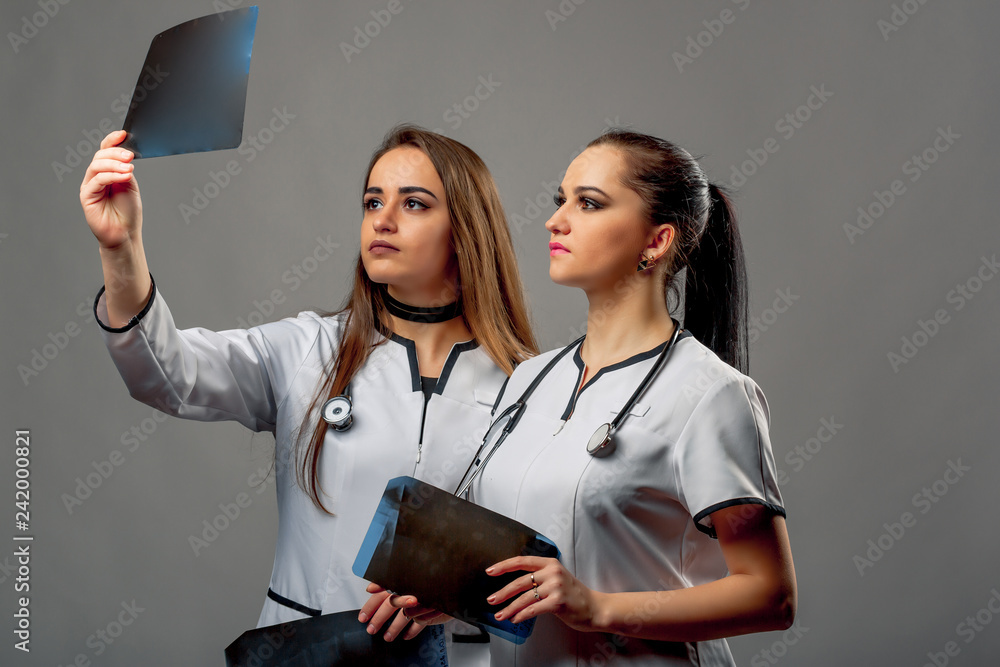 Portrait of intellectual healthcare professionals with white labcoat ...