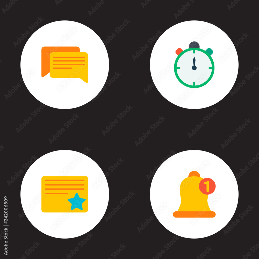 Set of project icons flat style symbols with timer, starred task ...