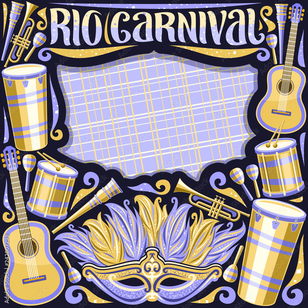 Vector frame for Rio Carnival with copy space, illustration of blue ...
