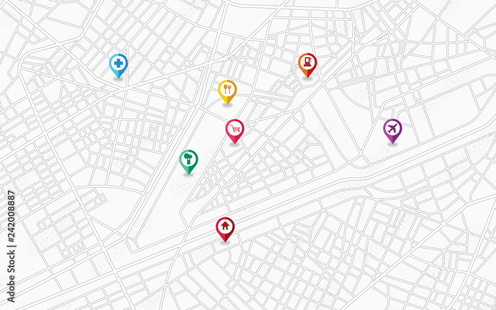 gps map with editable path for decoration or infographic vector de ...