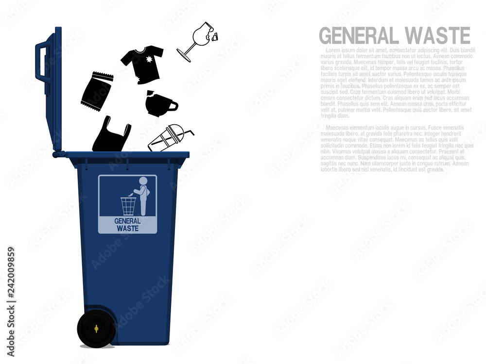 General waste icon is falling in to the bin Stock Vector | Adobe Stock
