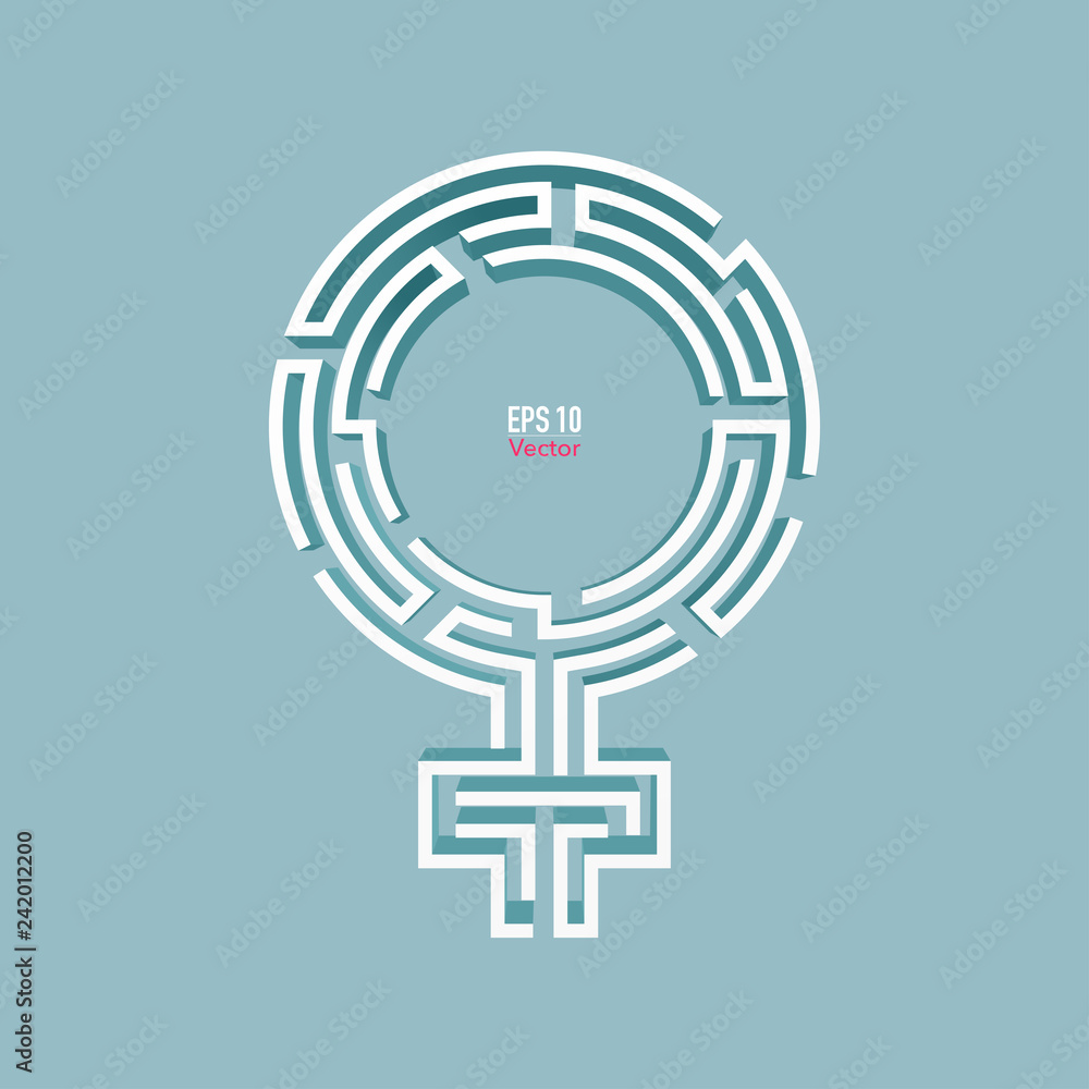 science of complexity in women, female sign combined with maze Stock ...