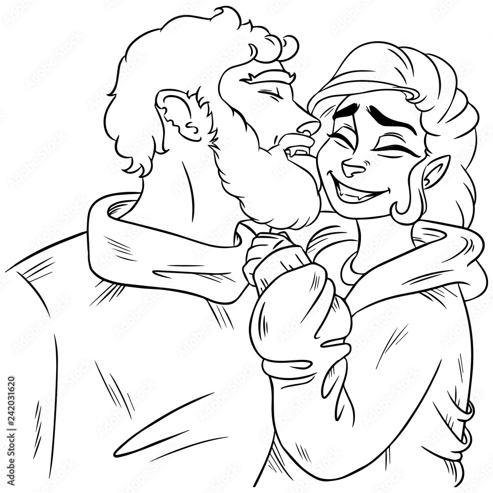 Cute couple. Boy licking girl on the cheek Stock Vector | Adobe Stock