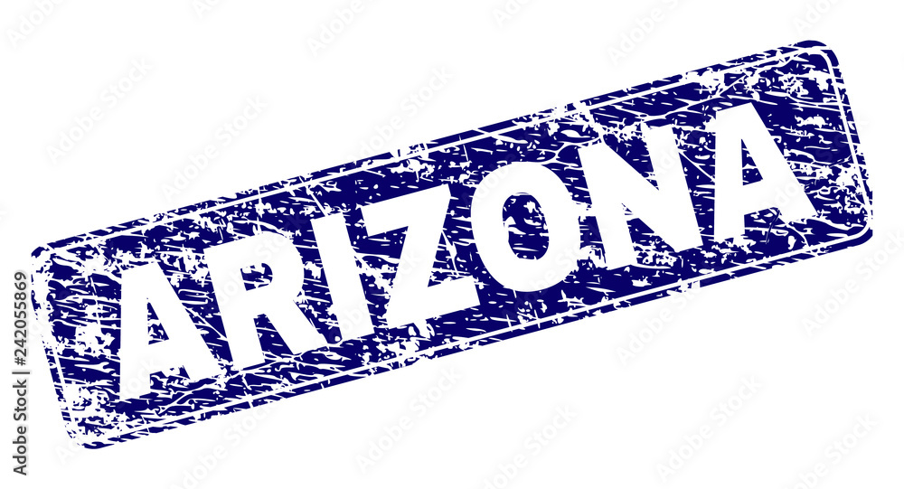 ARIZONA stamp seal print with distress texture. Seal shape is a rounded ...