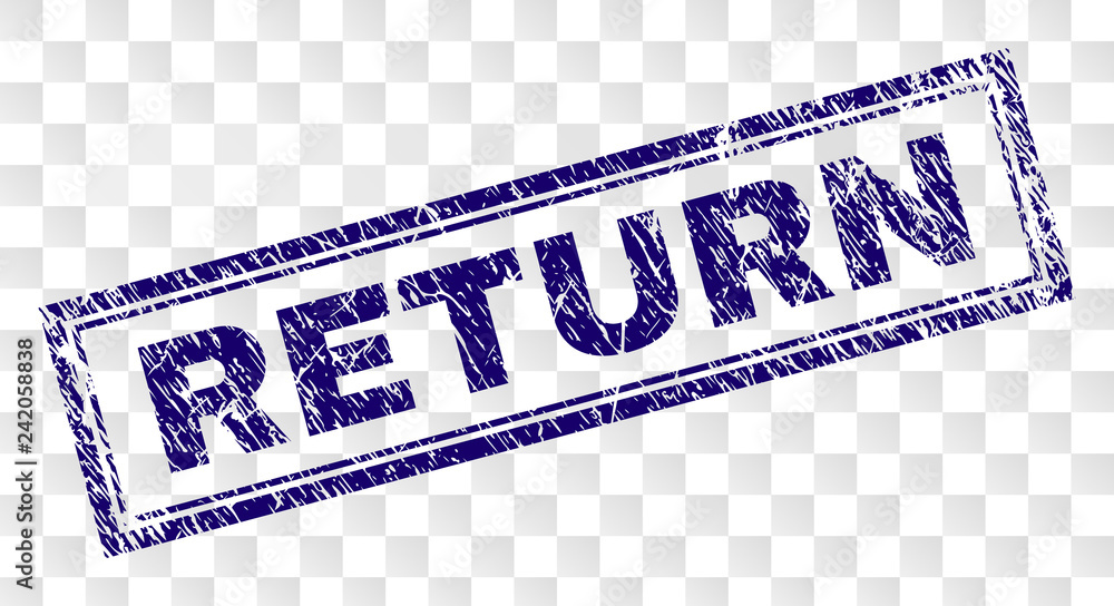RETURN stamp seal imprint with rubber print style and double framed ...