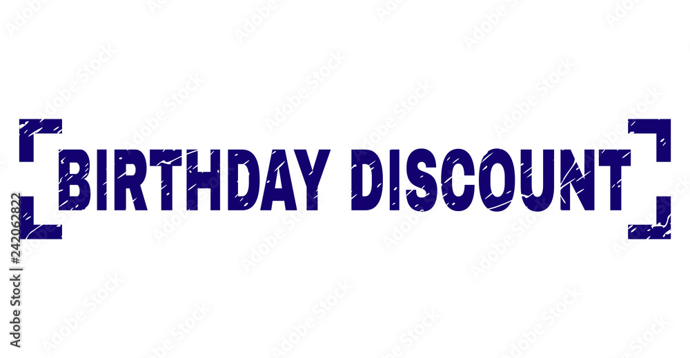 BIRTHDAY DISCOUNT label seal print with corroded texture. Text title is ...