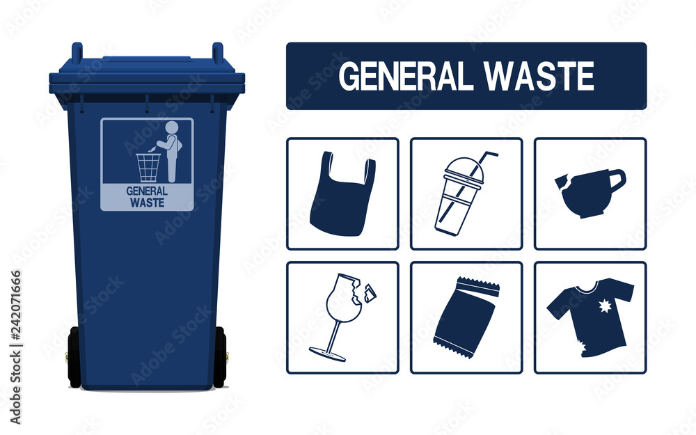 Set of general waste icon on transparent background Stock Vector ...
