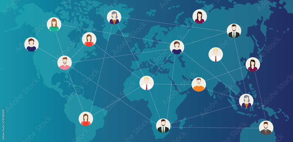social media world connected people with line connecting around the ...