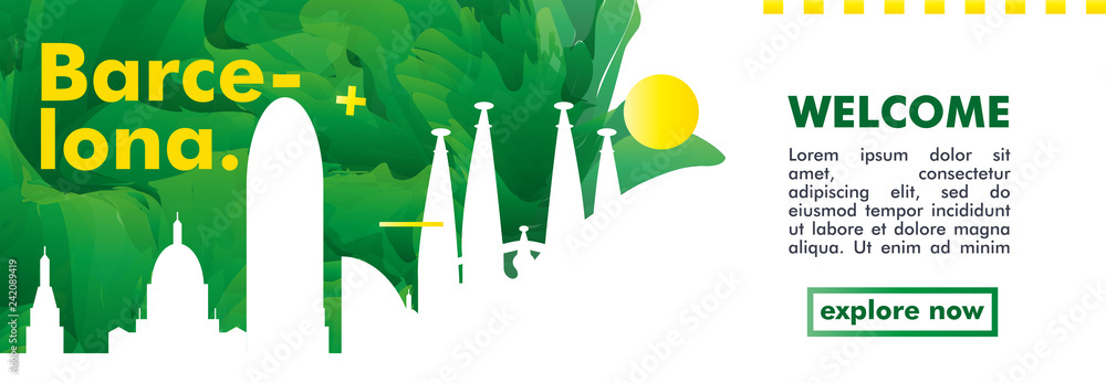 Spain Barcelona skyline city gradient vector banner Stock Vector ...