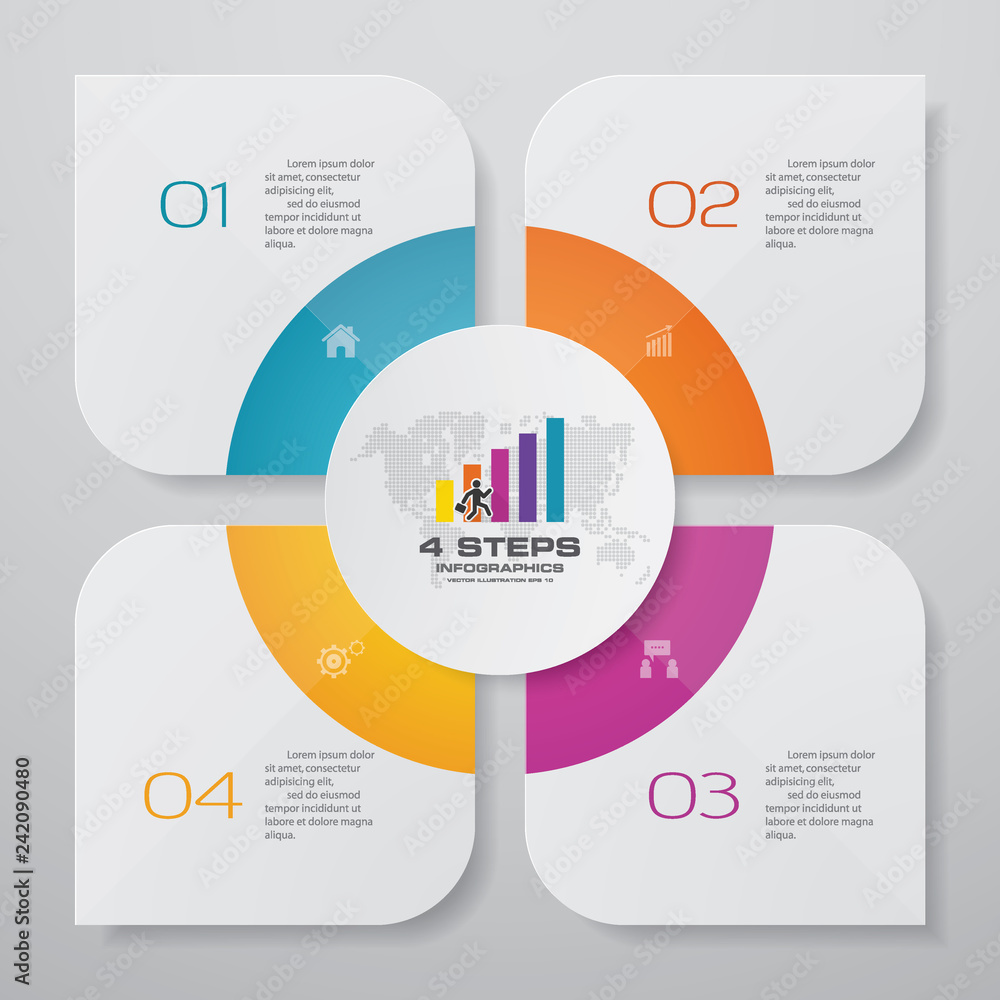 4 steps simple&editable process chart infographics element. EPS 10 ...