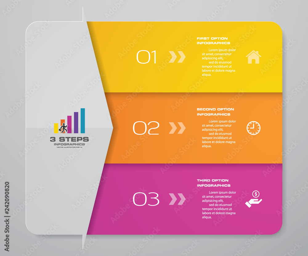 3 steps arrow infographics chart design element. For data presentation ...