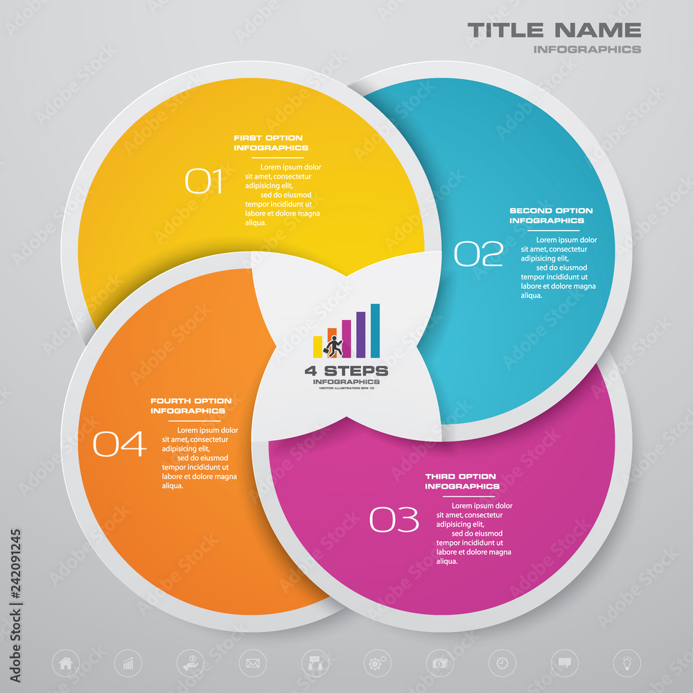 4 steps simple&editable process chart infographics element. EPS 10 ...