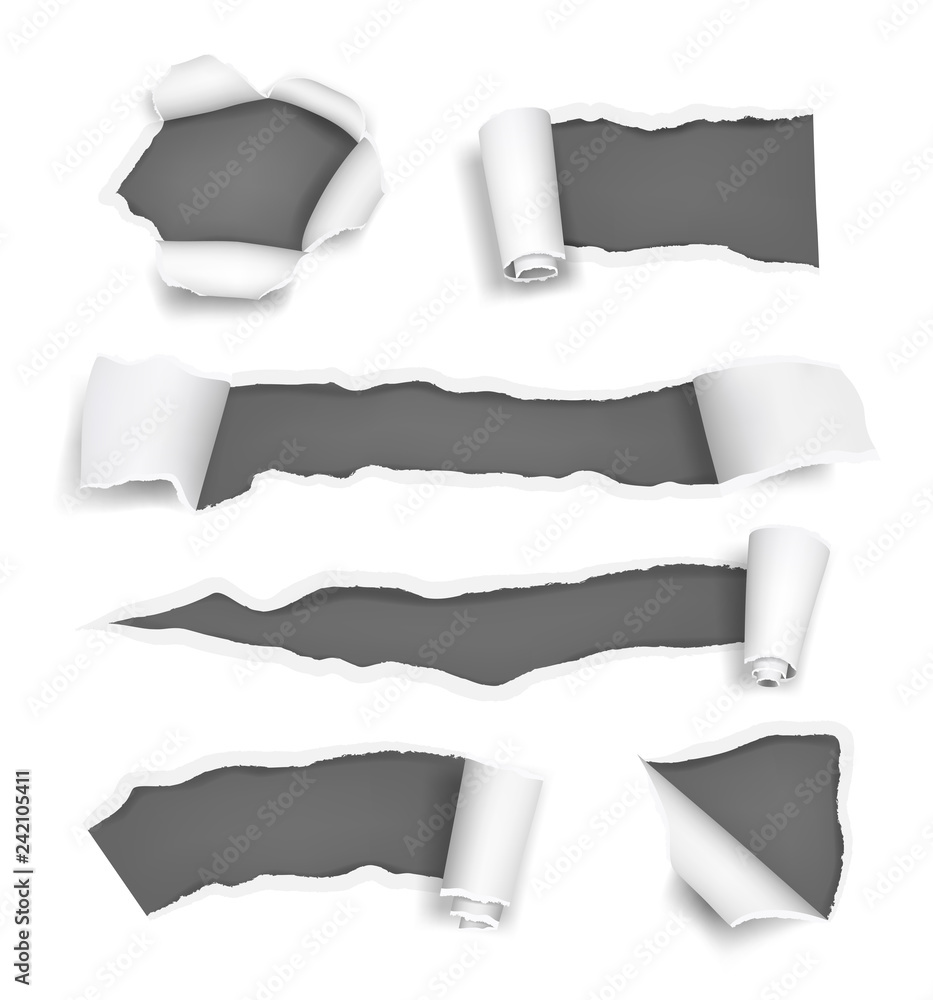 Paper holes ripped. Promoted rips torn pages cut edge of paper and ...