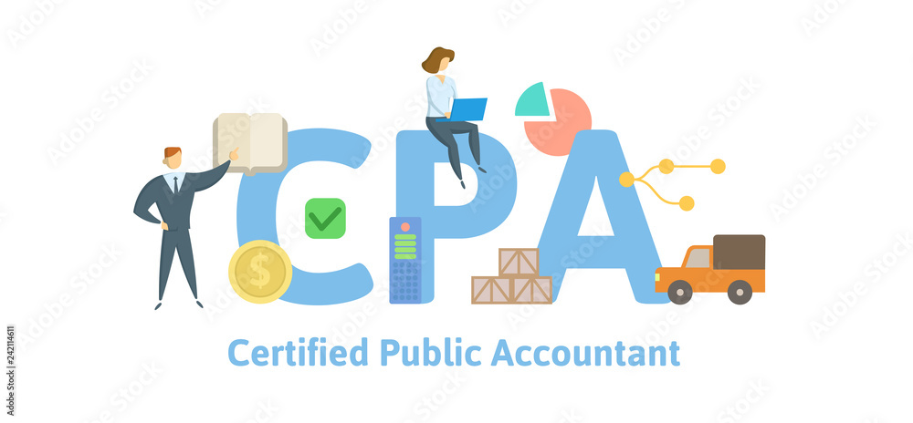 CPA, Certified Public Accountant. Concept with keywords, letters and ...