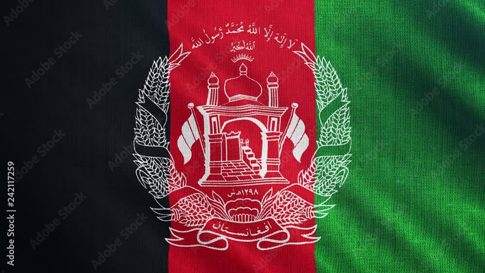 Afghanistan flag is waving 3D animation. Symbol of Afghan national on ...