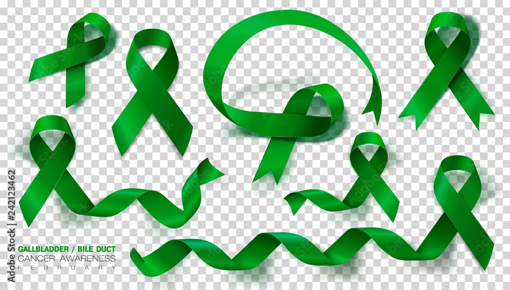 Set. Gallbladder and Bile Duct Cancer Awareness Month. Realistic Kelly ...