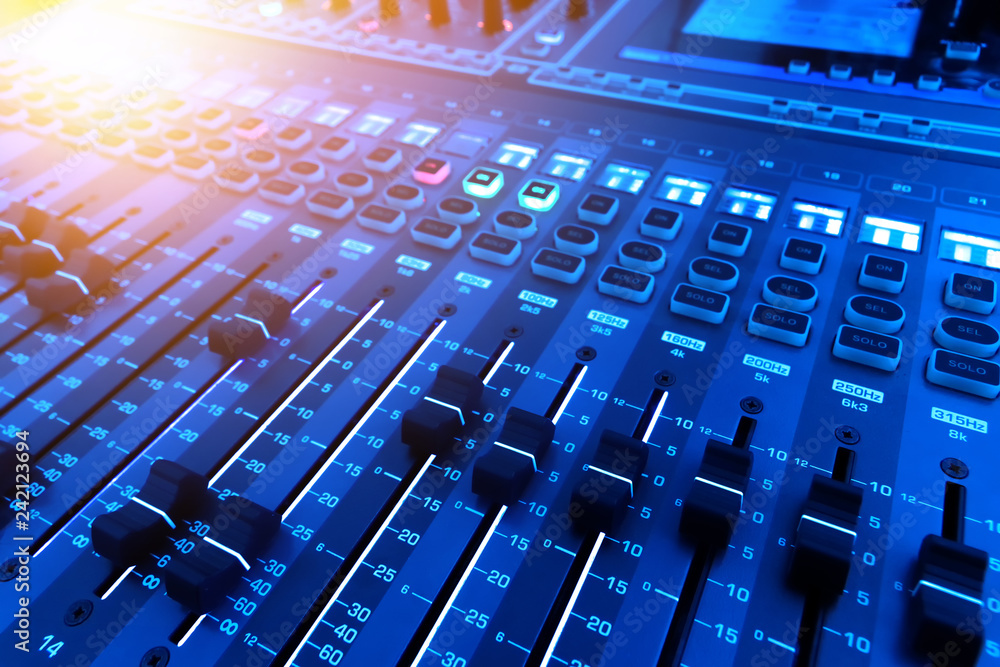 Professional audio studio sound mixer console board panel with ...