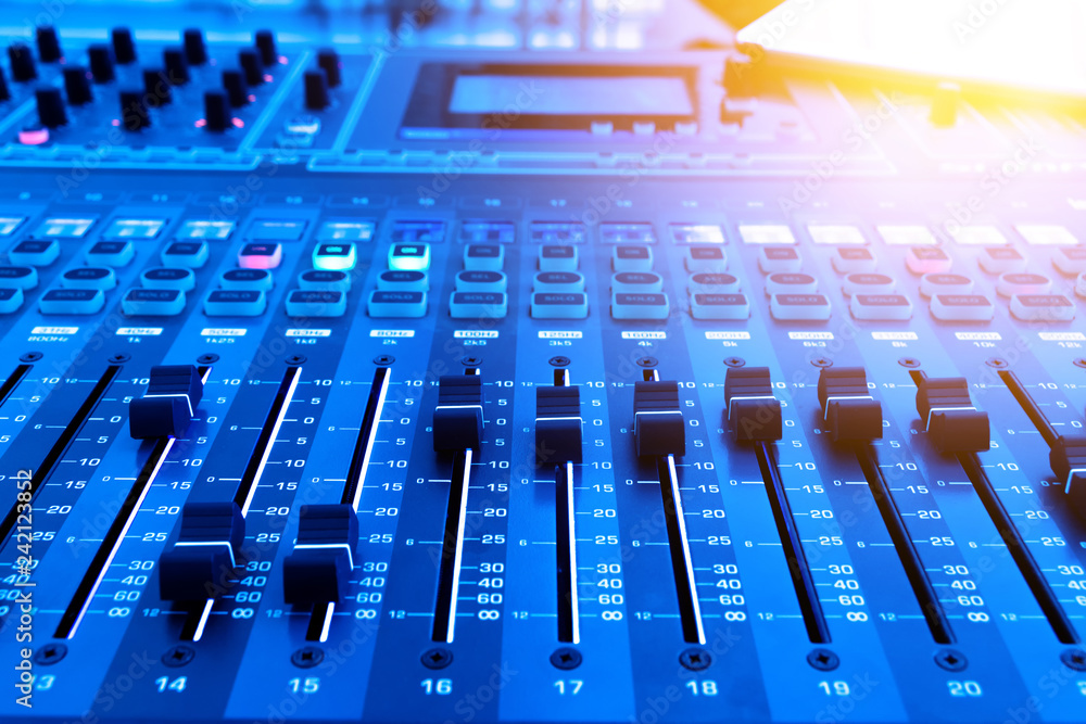Professional audio studio sound mixer console board panel with ...