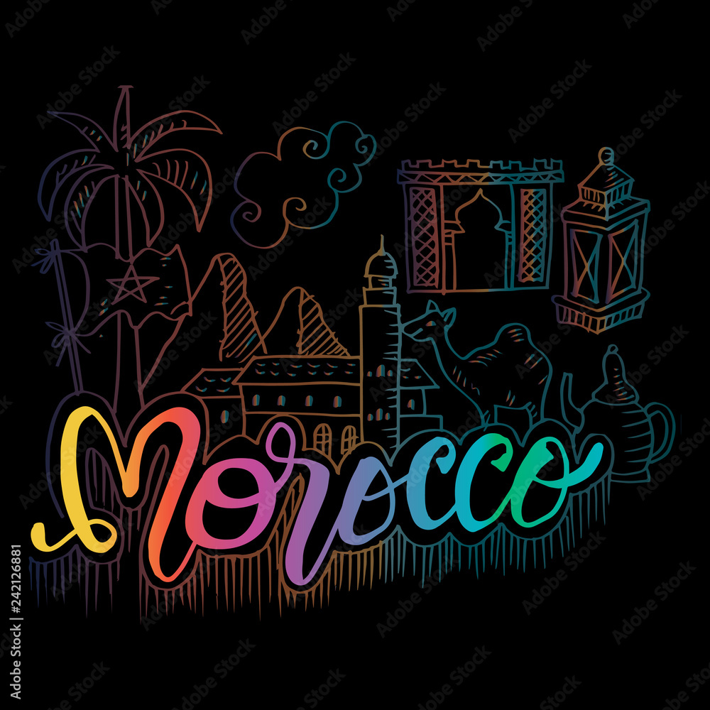 Hand Drawn Symbols Of Morocco Stock Illustration | Adobe Stock