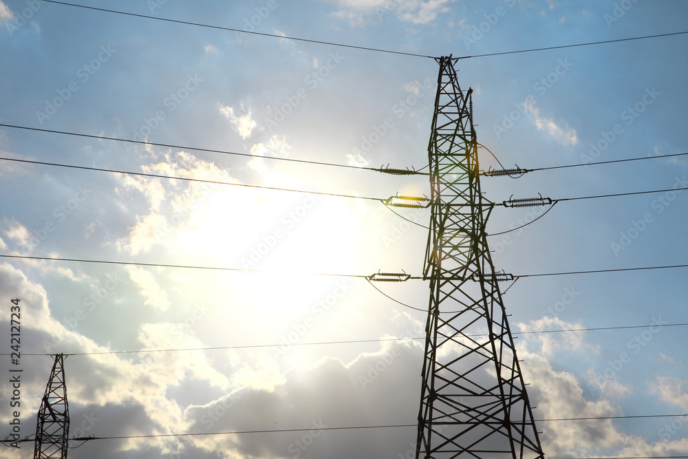 Overhead transmission of electricity through high voltage lines with ...