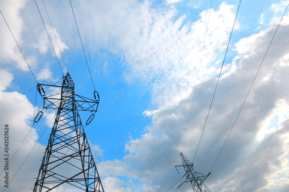 Overhead transmission of electricity through high voltage lines with ...