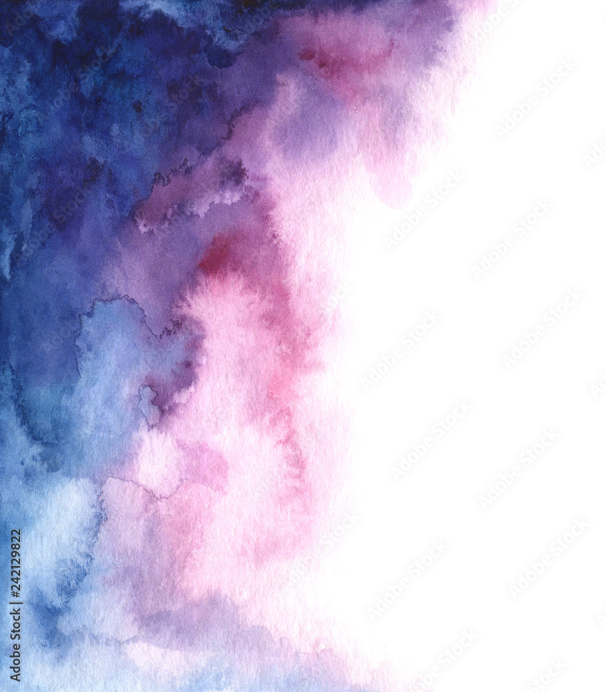 Hand painted watercolor abstract blue, pink and purple gradient ...