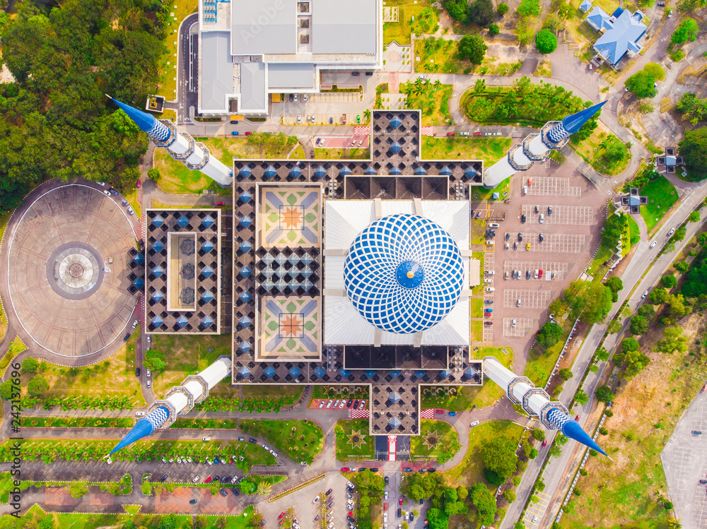 Drone view of Masjid Sultan Salahuddin Abdul Aziz Shah or Blue Mosque ...