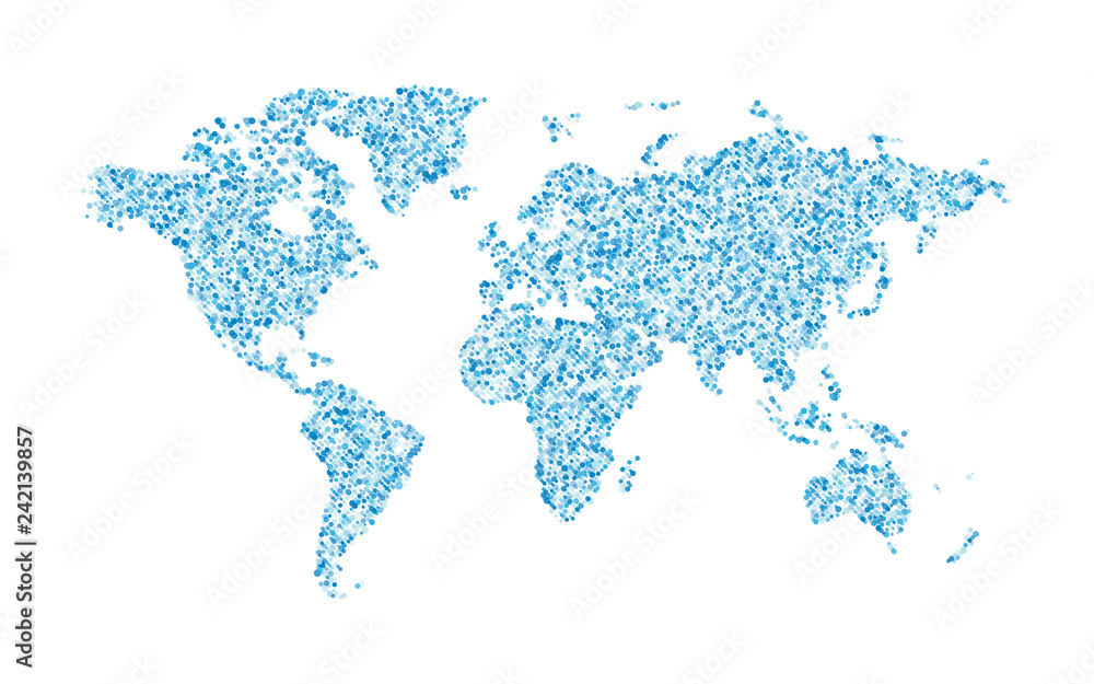 blue abstract dotted map of the world Stock Vector | Adobe Stock