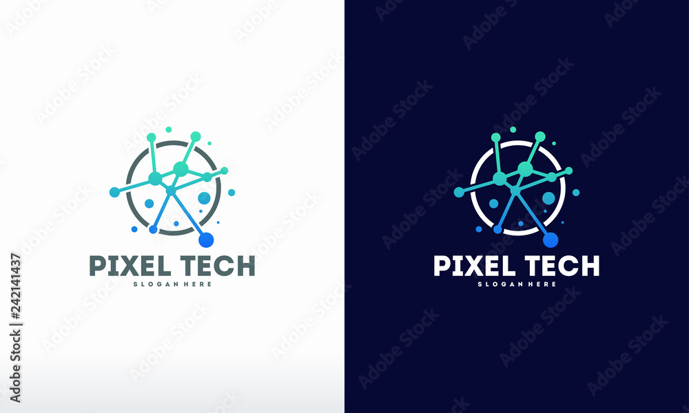 Pixel technology logo designs concept vector, Network Internet logo ...